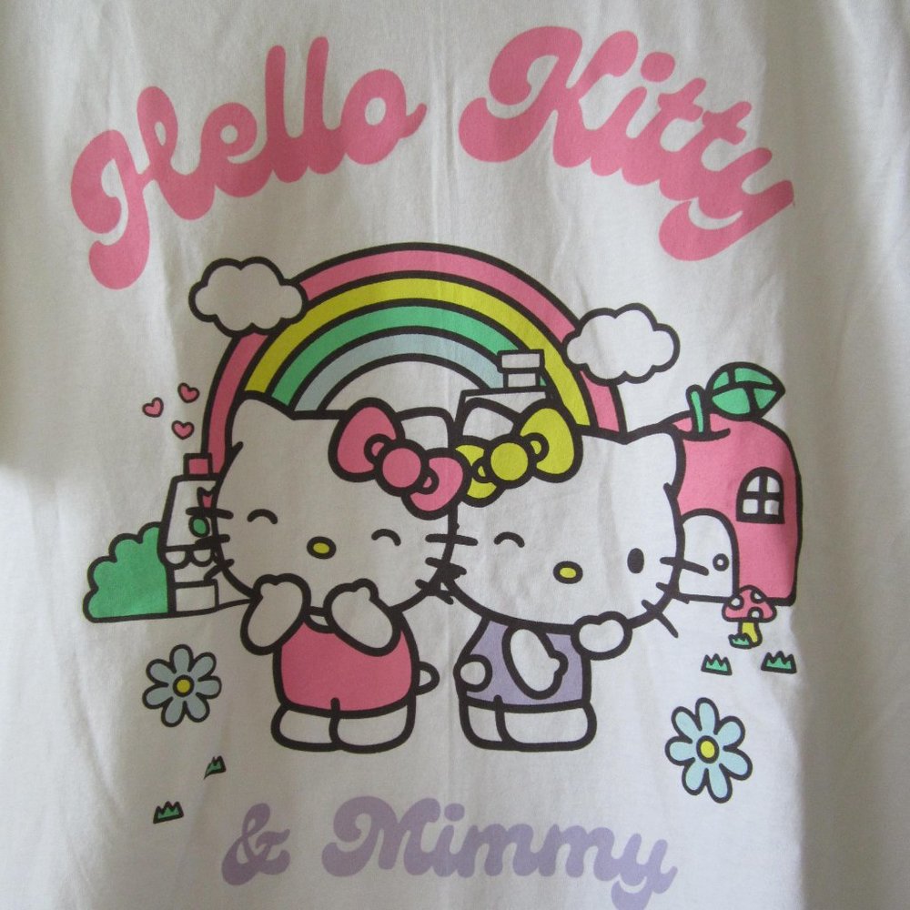 Hello Kitty & Mimmy White Rainbow Sanrio T-Shirt - Gem